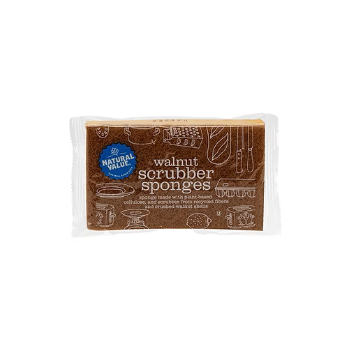 Natural Value Walnut Scrubber Sponge (1 Pack) – Nourish Me