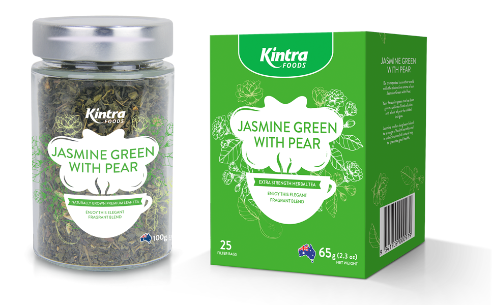 Kintra Tea Jasmine Green Pear 100g – Nourish Me