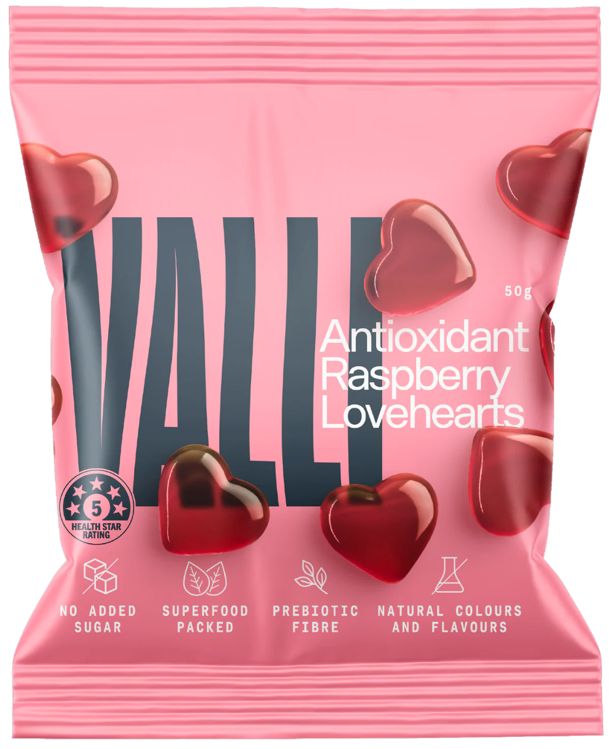Valli Antioxidant Raspberry Hearts 50g – Nourish Me